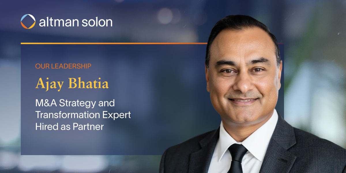 Ajay Bhatia Joins as Partner | Altman Solon